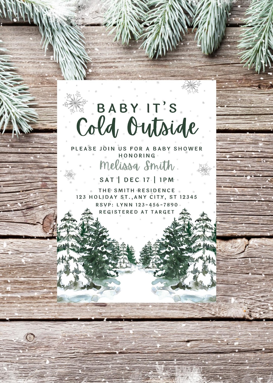 Editable Baby It's Cold Outside Baby Shower Invitation, Winter ...