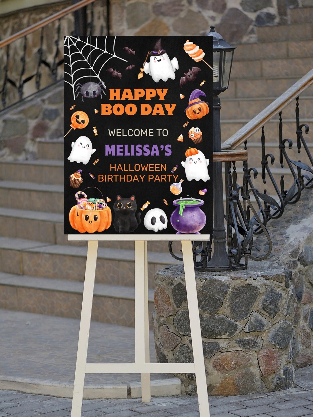 Editable Happy Boo Day Welcome Sign, Halloween Welcome Sign, Halloween ...
