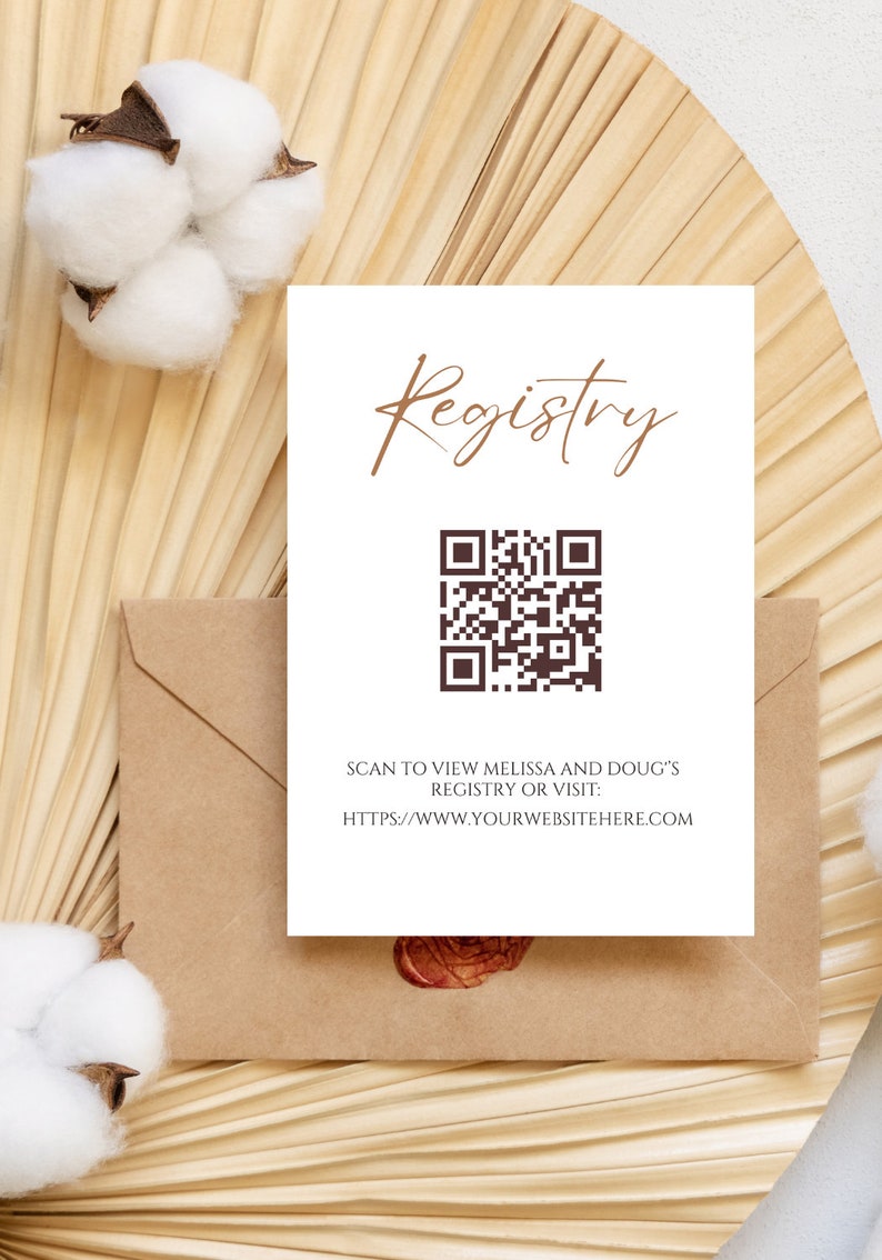 Editable Registry Card With QR Code, Invitation Insert, Enclosure Card ...