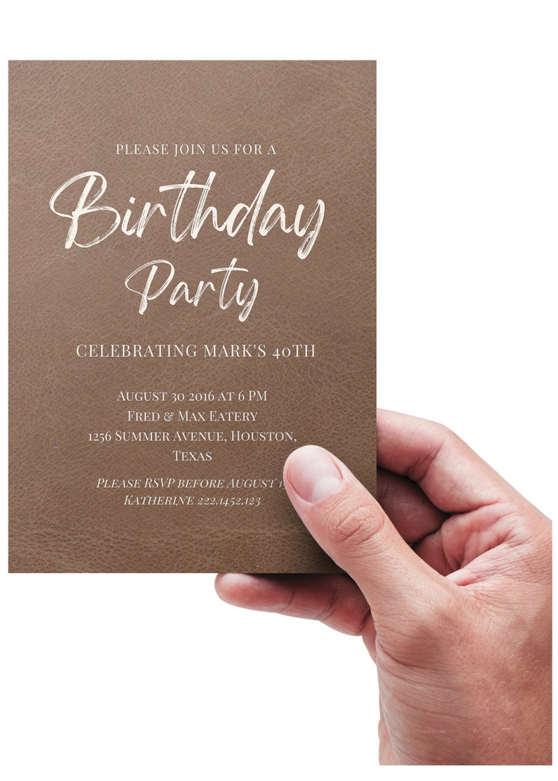 Editable Birthday Party Invitation for Men Masculine - Etsy
