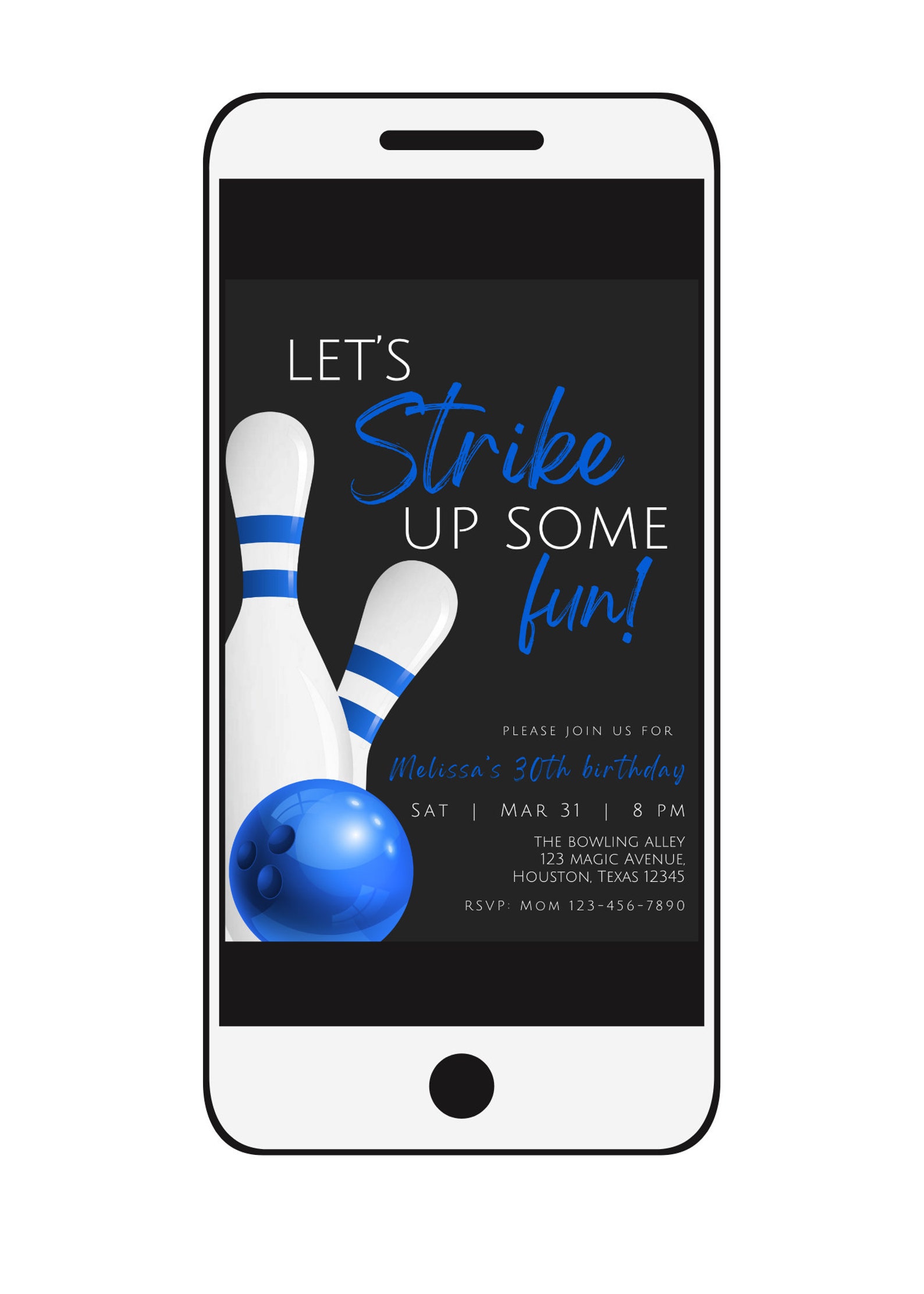 Editable Bowling Invitation, Let's Strike up Some Fun, Birthday Bowling ...