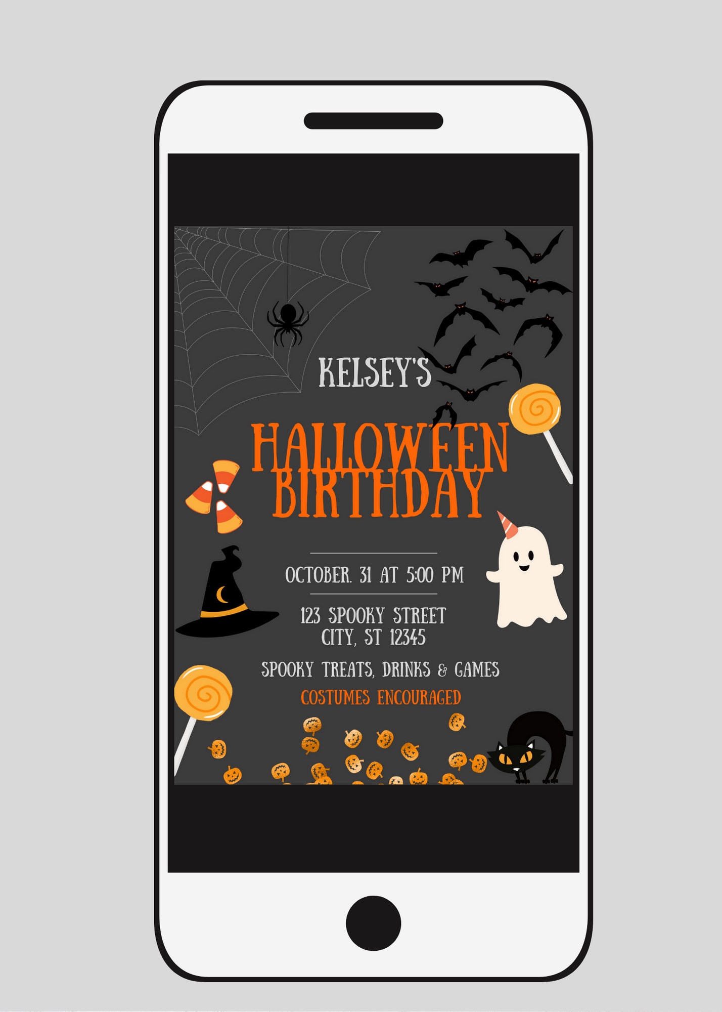 Editable Halloween Birthday Invitation, Kid's Halloween Party ...