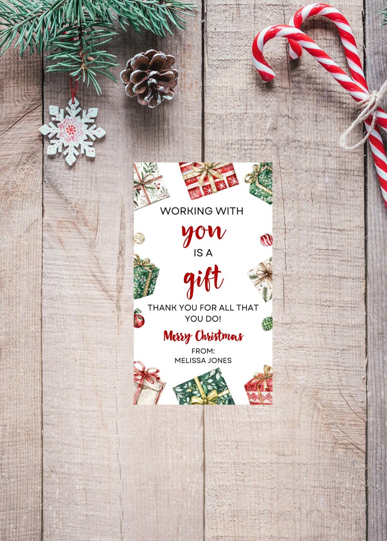 Christmas Gift Tag, Coworker Teacher Holiday Favor (digital Download ...