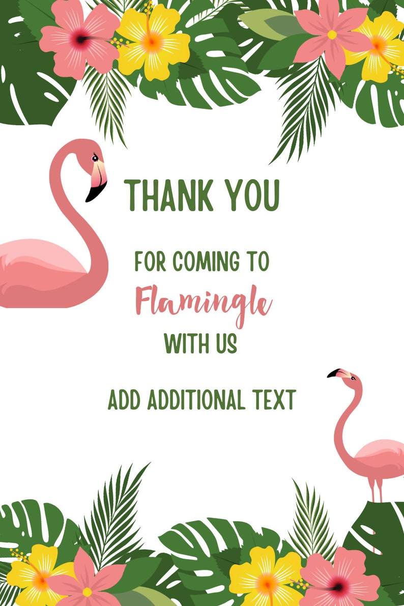 Printable Flamingo Thank You Card Flamingo Party Thank You - Etsy