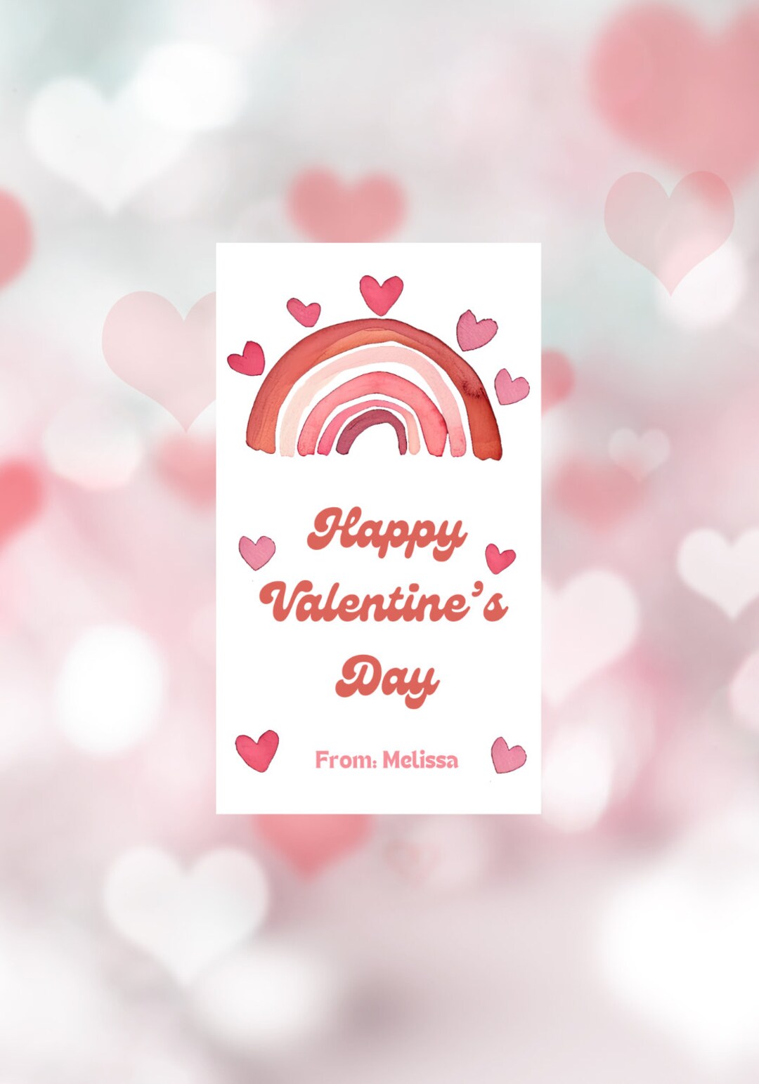 Retro Rainbow Valentine's Day Gift Tags, Printable Favor Tags (instant ...