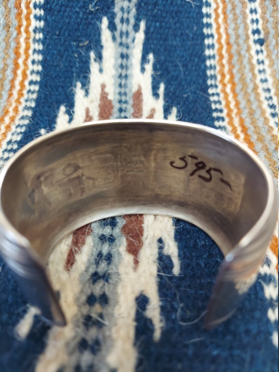Vintage Navajo Thomas Singer Sterling Silver Cuff - Gem