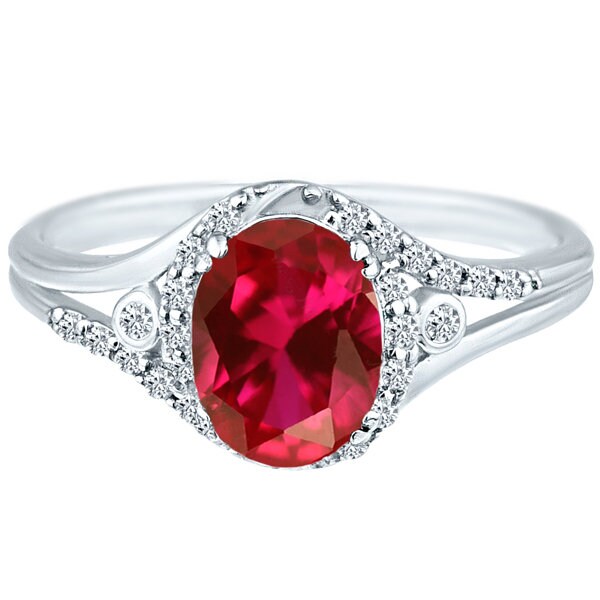 Lab Created Ruby and Diamond Ring - Etsy