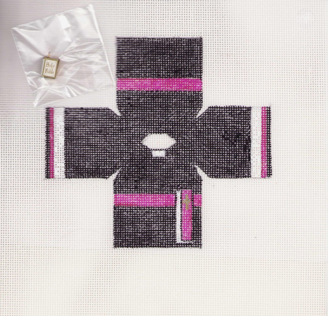 Topper Priest Cassock Robe & Bible Needlepoint Canvas Hand Painted 13 ...