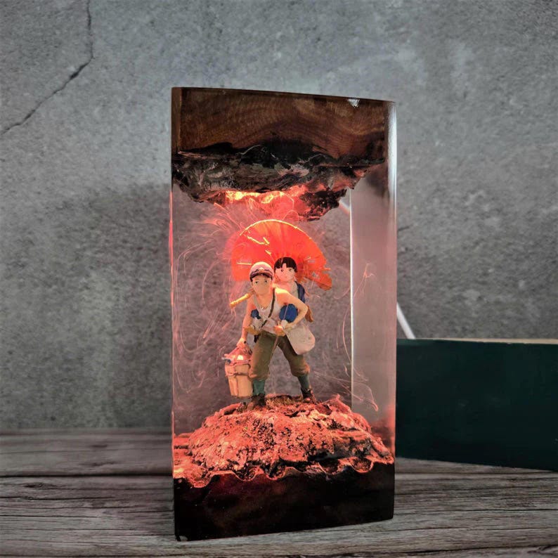 Grave of the Fireflies Resin Lamp – Ghibli Diorama Light – Handmade ...