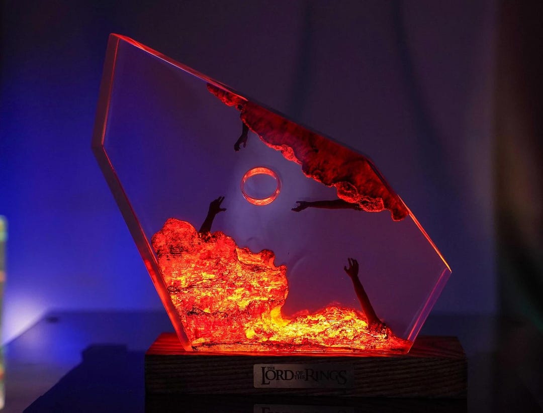 Lord of the Rings Resin Art | Fiery Hands Reaching for Ring | LOTR Lava ...