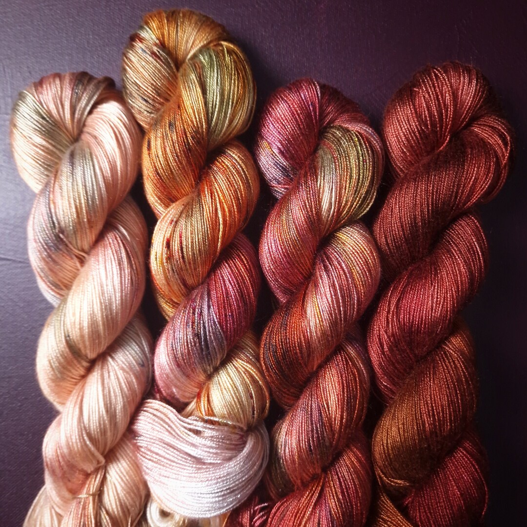 Hand Dyed Vegan Yarn ~ Fade Set ~ Sun Kissed ~ Fingering Weight Tencel ...