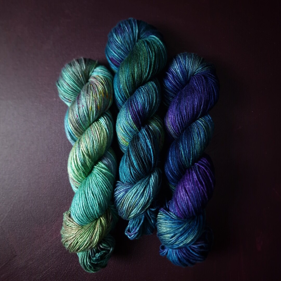 Hand Dyed Vegan Yarn ~ Fade Set ~ Peacock Dreams ~ Tencel Yarn, Bamboo ...