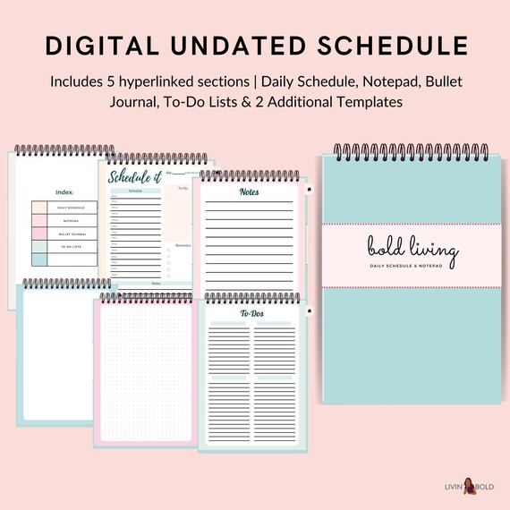 Digital Daily Schedule digital Undated Daily Planner and - Etsy