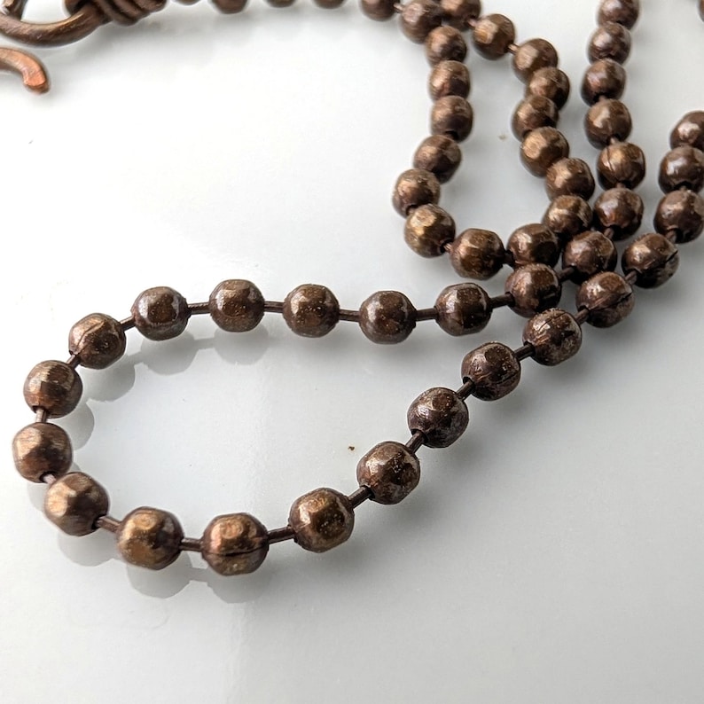 Finished Raw Copper Ball Chain Necklace With Handmade Clasp, Choose ...