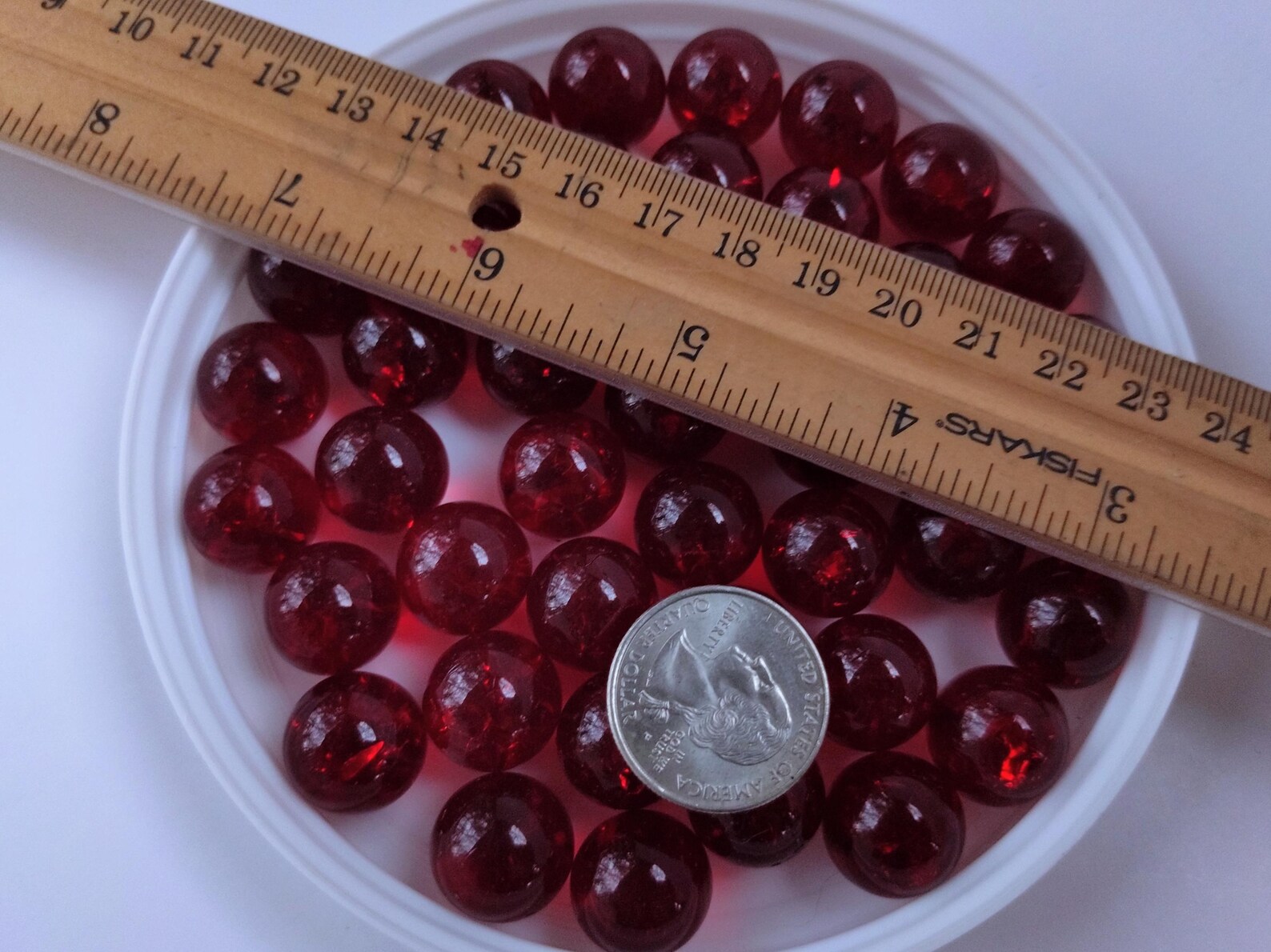 25 Sweet Cherry Red Marbles 5/8 16mm Deep Red Fried Marbles Crackle ...