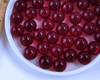 25 Sweet Cherry Red Marbles 5/8 16mm Deep Red Fried Marbles Crackle ...