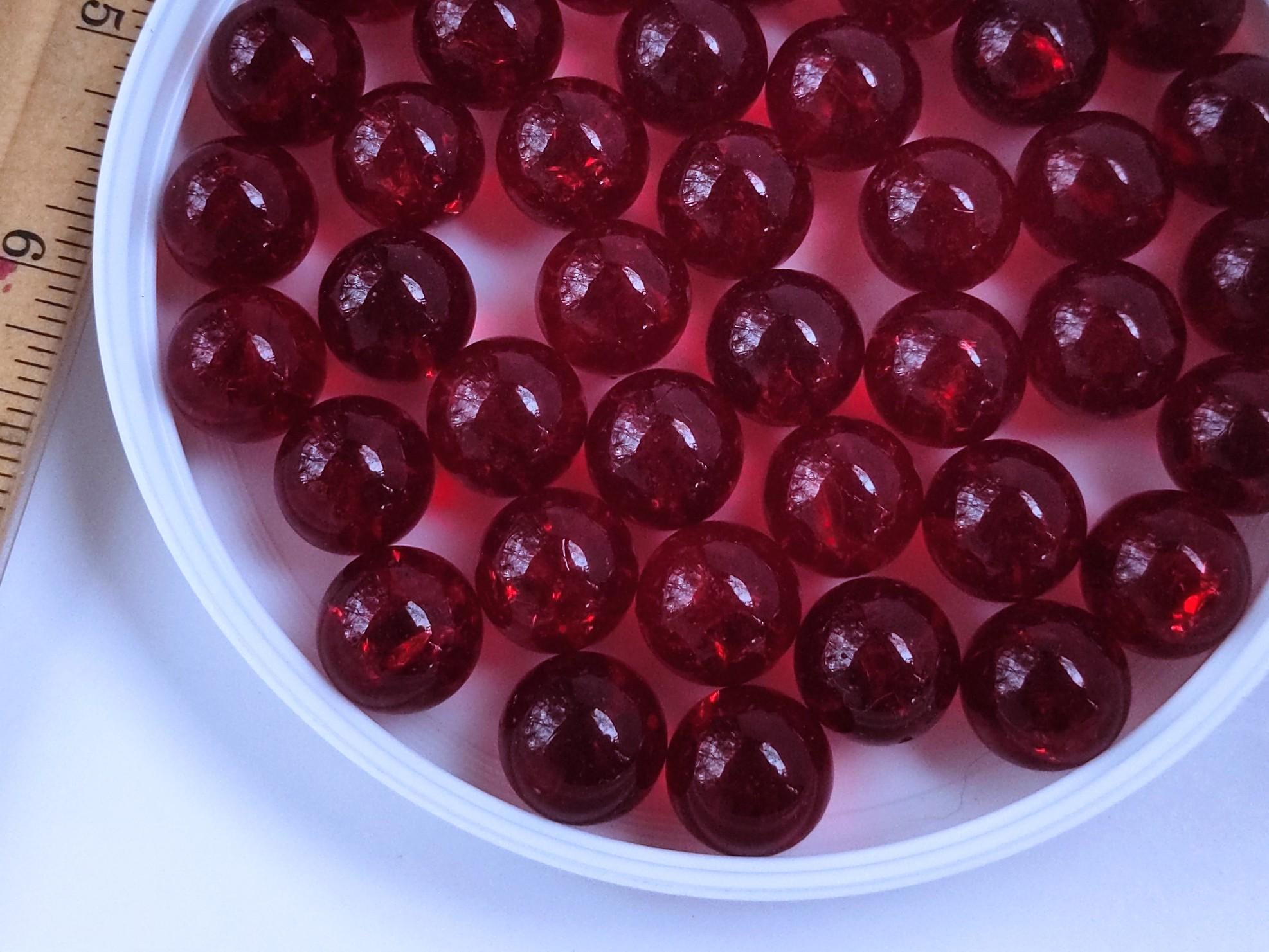25 Sweet Cherry Red Marbles 5/8 16mm Deep Red Fried Marbles Crackle ...