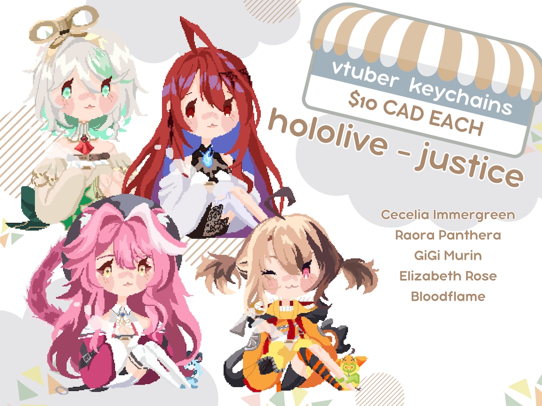 Hololive JUSTICE Vtuber Acrylic Charms - Etsy