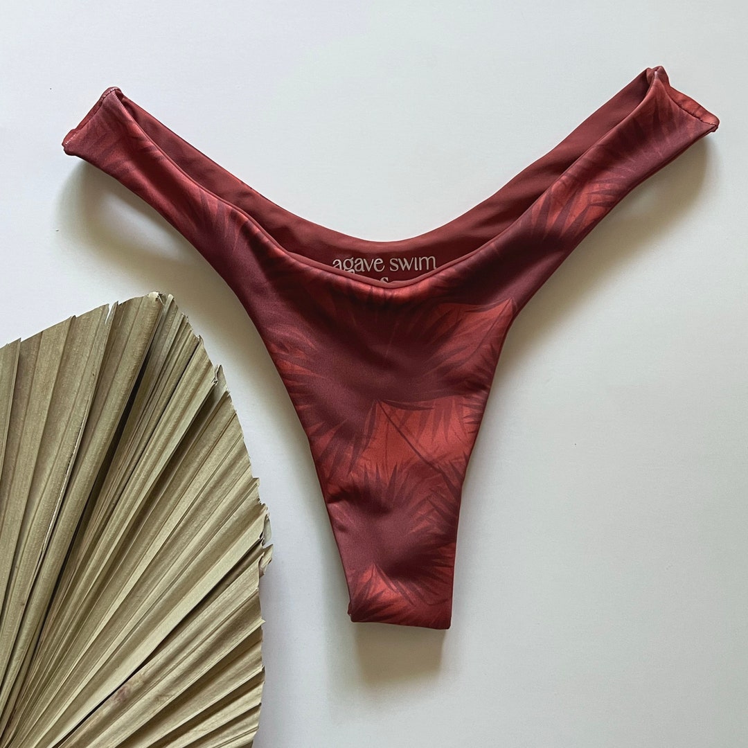 Cheeky Thong Bikini Bottom- High Hip Handmade Swimwear Bottom - Etsy