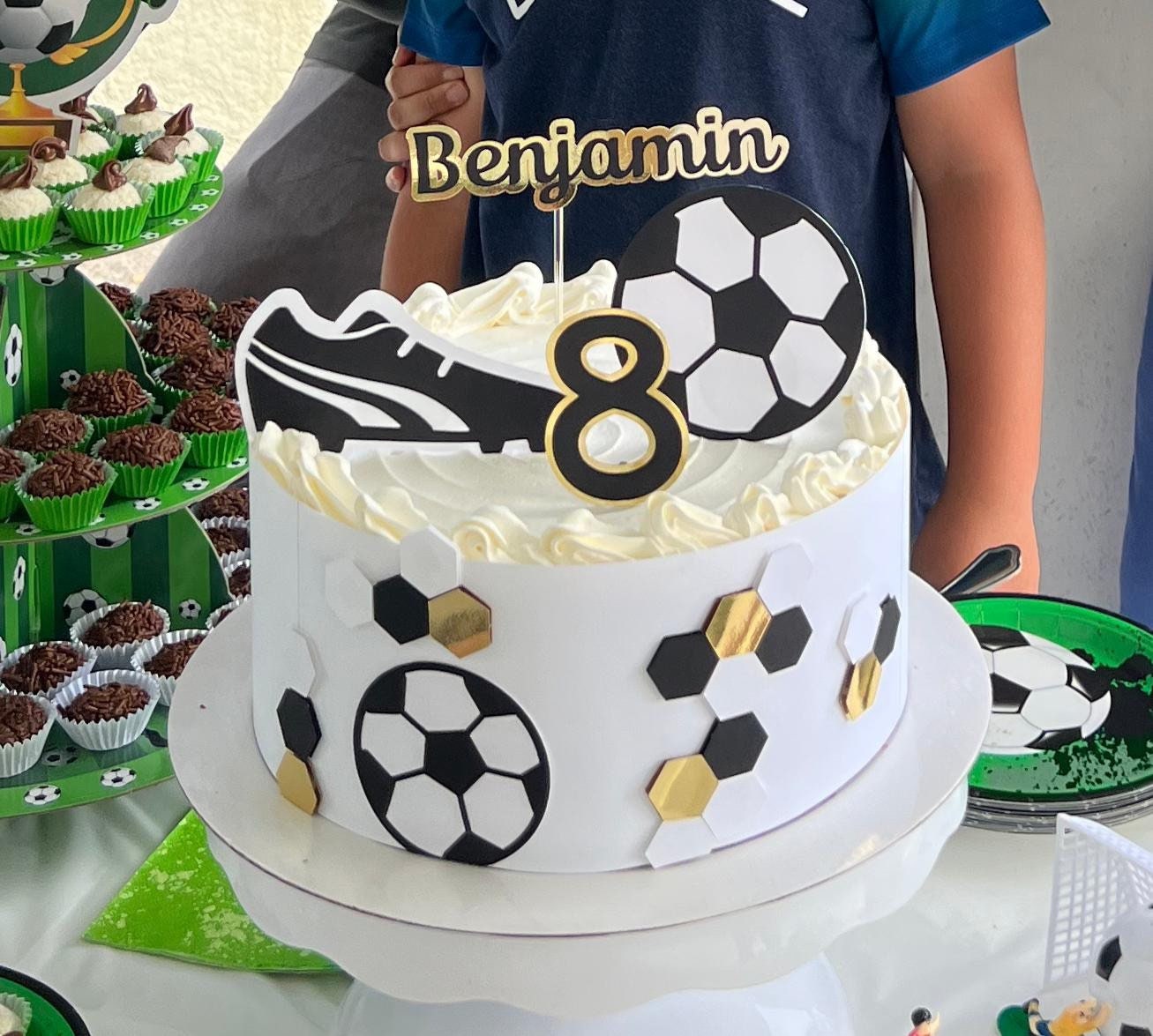 Topper de pastel de fiesta de fútbol, cumpleaños de fiesta de futebol ...