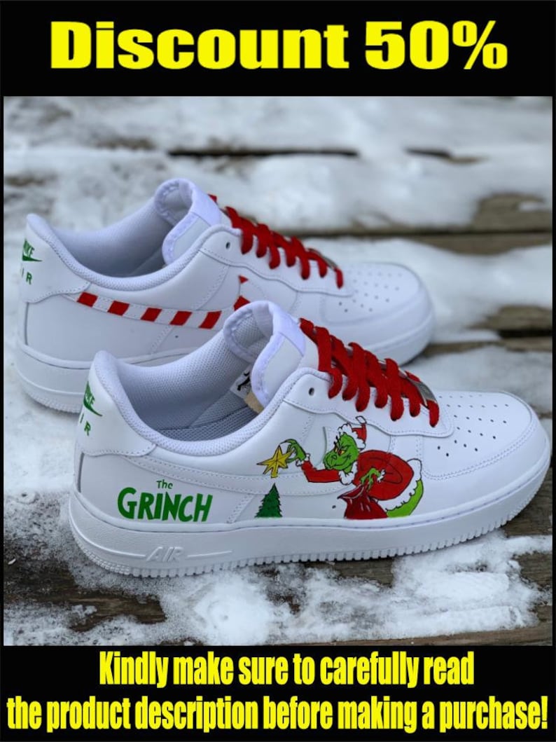 Custom Christmas Grinch AF1 Shoes, Handpainted Xmas Festival AF1 ...