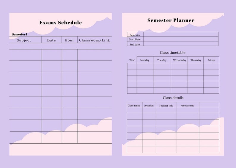 Pink & Purple Student Printable Planner | for Planning Your Academic ...