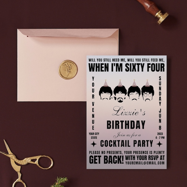Beatles Birthday Invitation - Etsy