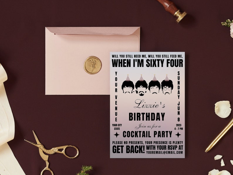 When I'm 64 Birthday Custom Invitation 5x7 | Digital Download - Etsy ...