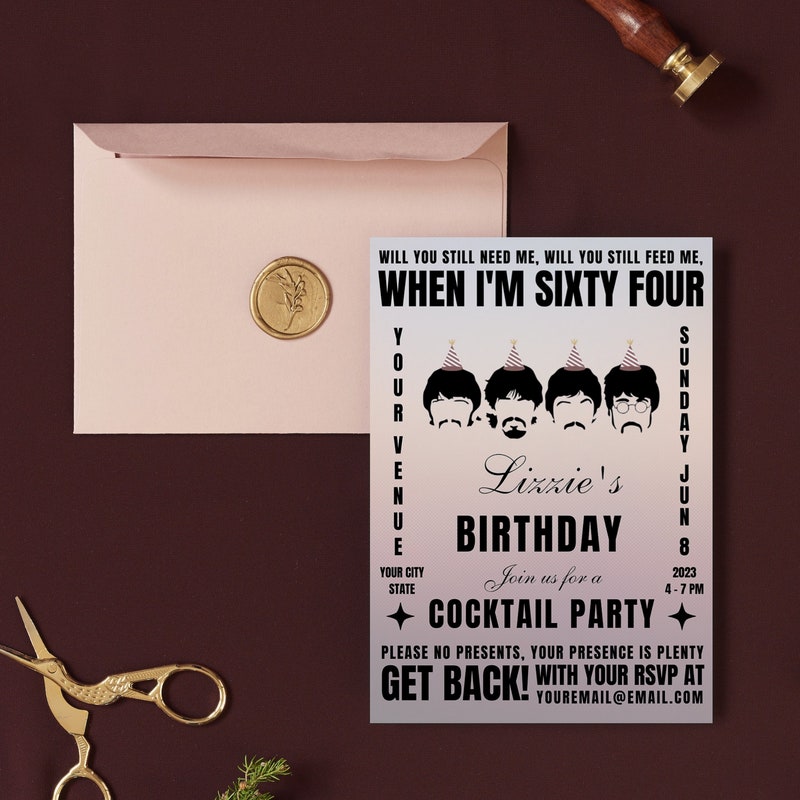 Beatles Birthday Invitation - Etsy