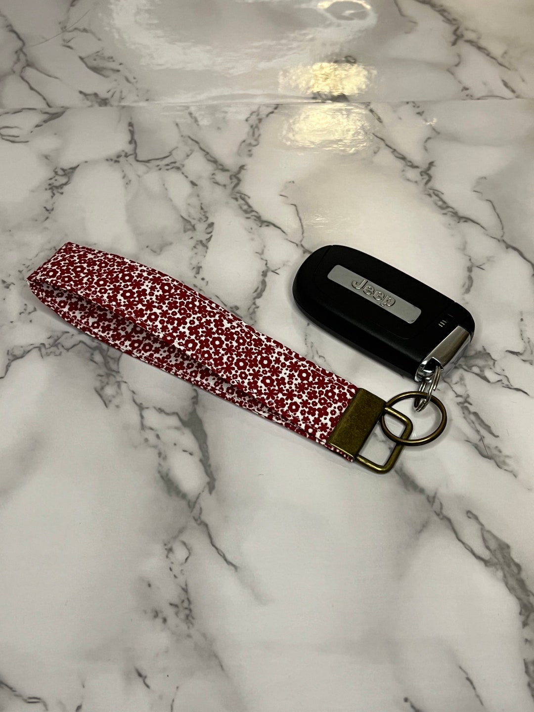 Dainty Red Flowers Keychain Wristlet - Etsy