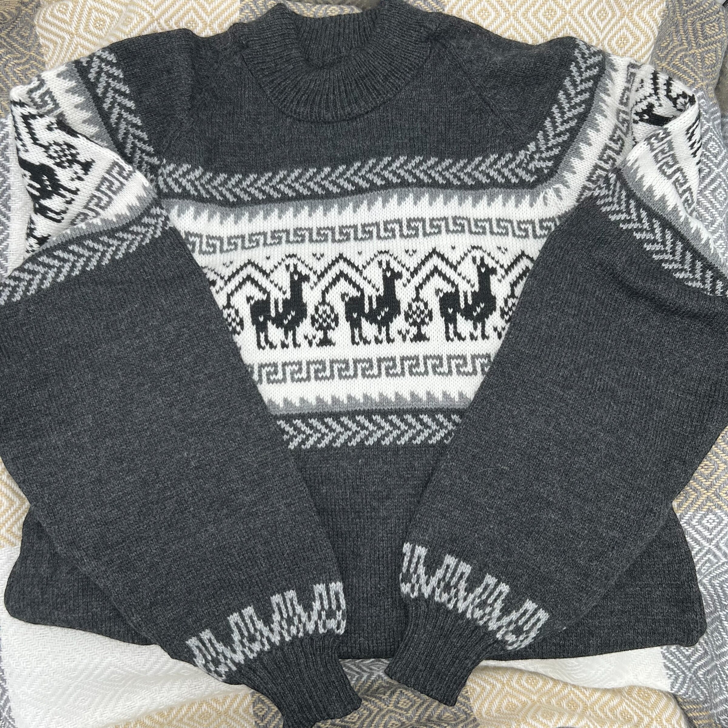 Handmade Andean Cusco Peruvian Alpaca Wool Winter Warm Llama Sweater ...