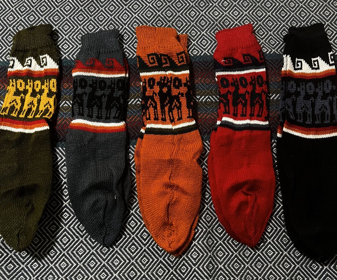 Handmade Andean Cusco Peruvian Thick Alpaca Wool Winter Warm Socks - Etsy