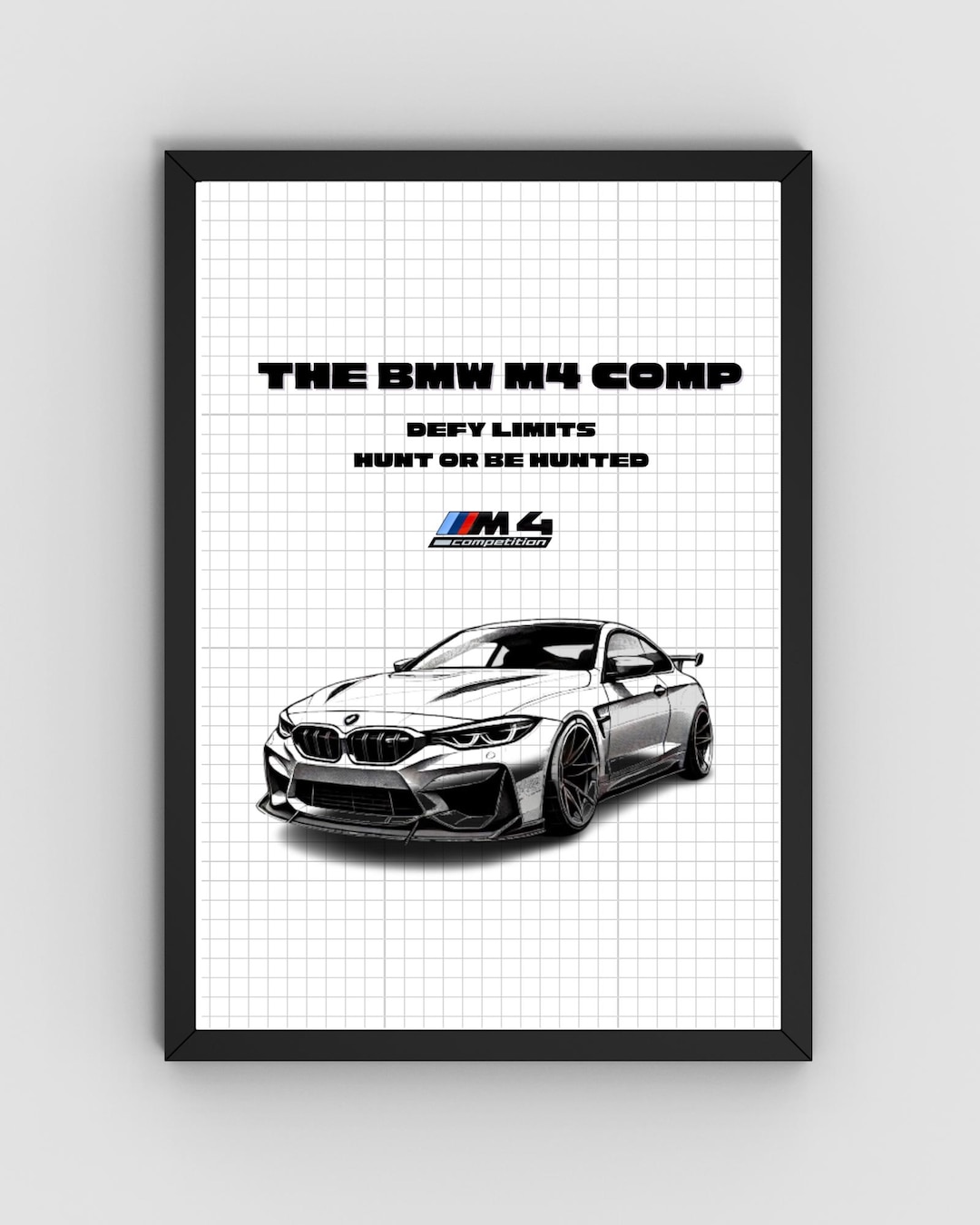 BMW M4 Competition Sketch Poster | Aggressive Sports Car Wall Art ...