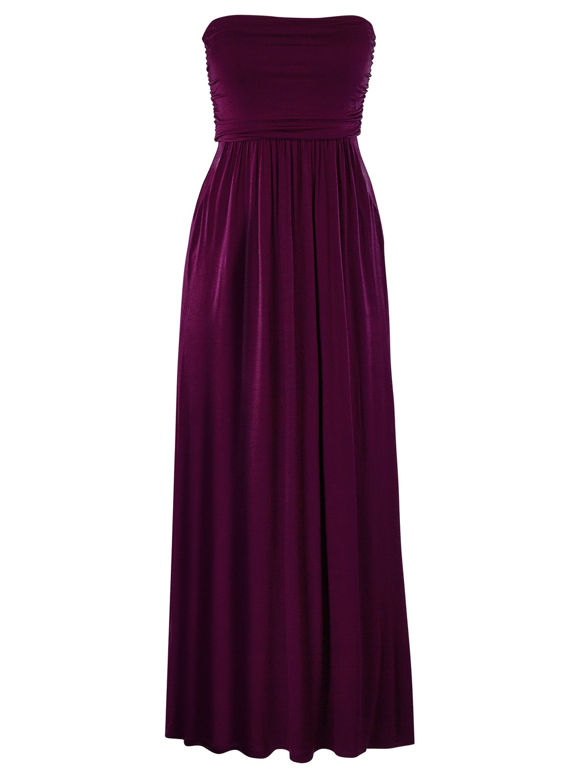 Women Strapless Tube Long Maxi Dress With Pocket Etsy