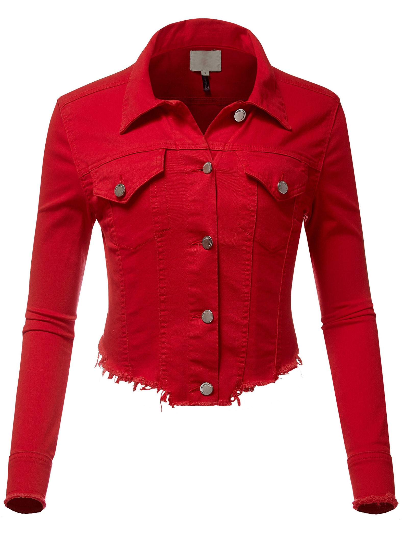 Women Distress Crop Ripped Raw Cut Denim Jean Jacket - Etsy