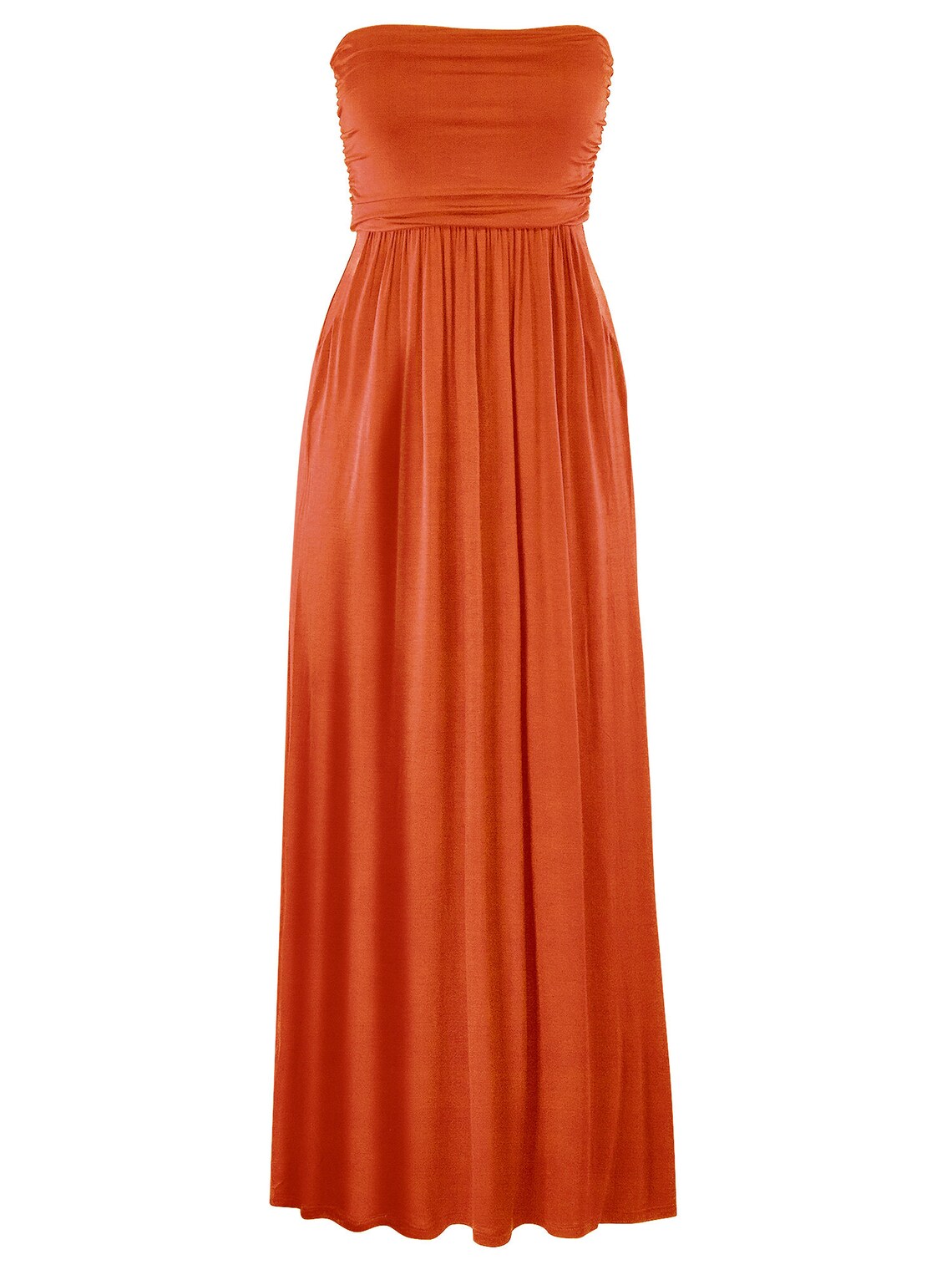 Women Strapless Tube Long Maxi Dress With Pocket - Etsy