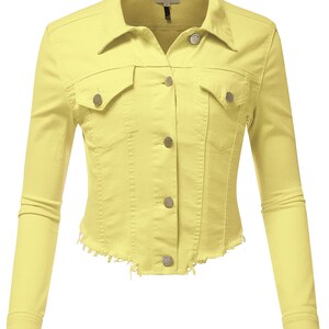 Women Distress Crop Ripped Raw Cut Denim Jean Jacket - Etsy