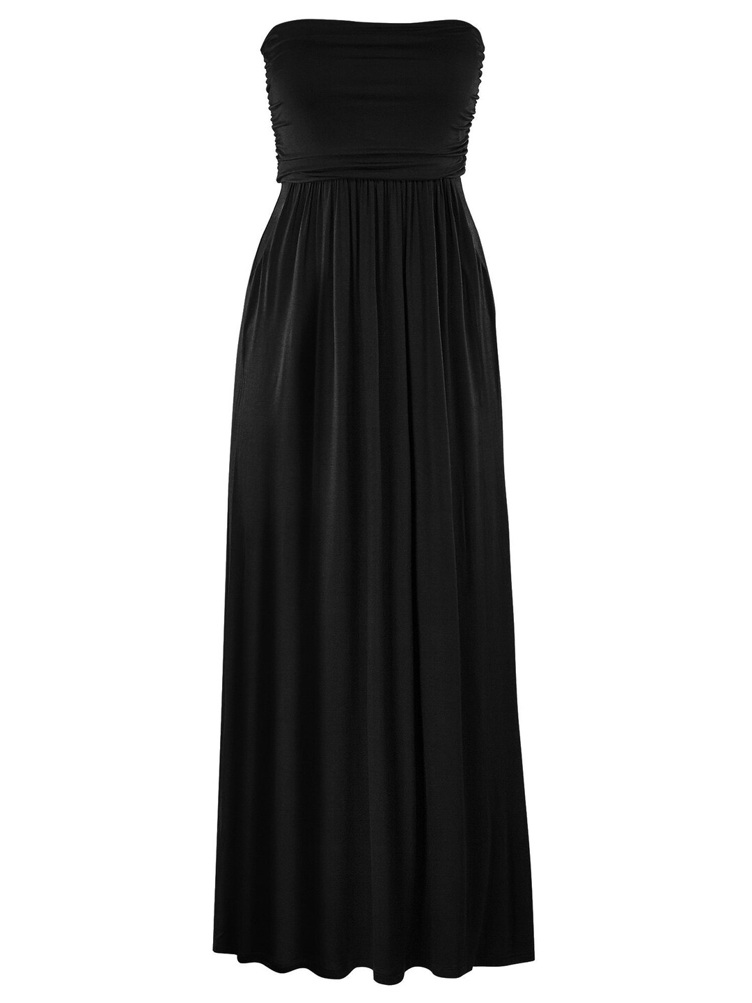 Women Strapless Tube Long Maxi Dress With Pocket - Etsy