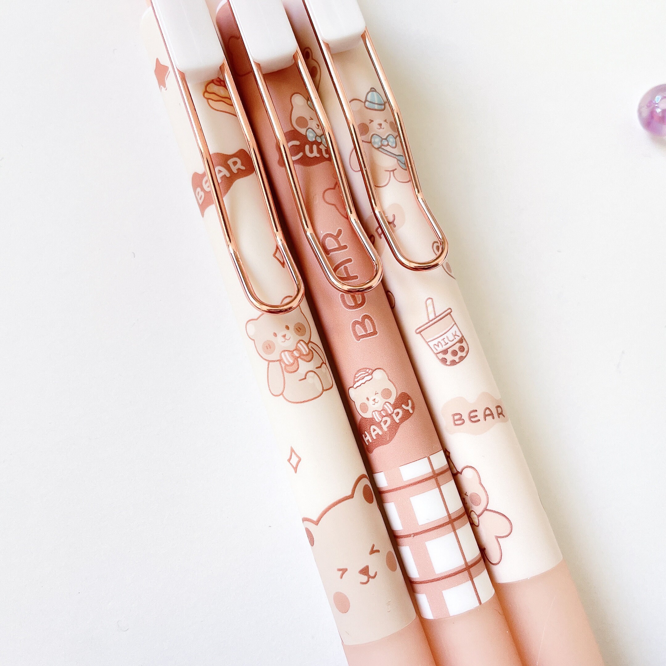 Bundle Kawaii Cozy Kuma Bear Pen Set of 3 retractable Pen - Etsy
