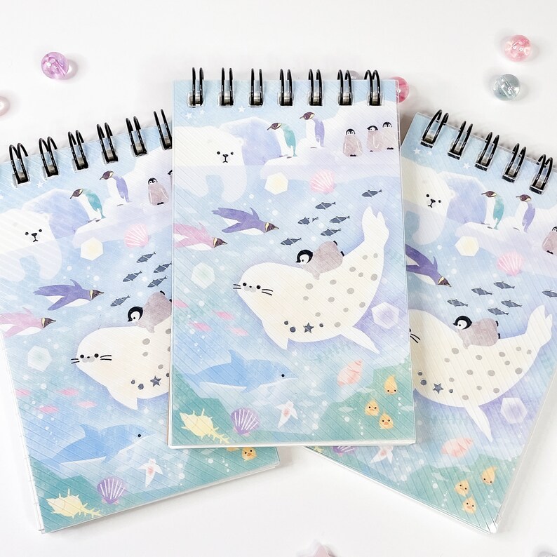 Kawaii Ocean Animals Mini Memo Pad Spiral Notepad for - Etsy