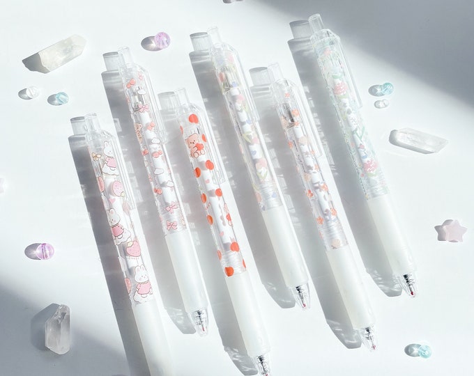 3 Pen Bundle Kawaii Crystal Spring Pen Retractable Pen for School ...