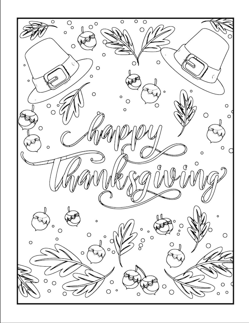 100 Thanksgiving Coloring Pages, Thanksgiving Coloring Book - Etsy