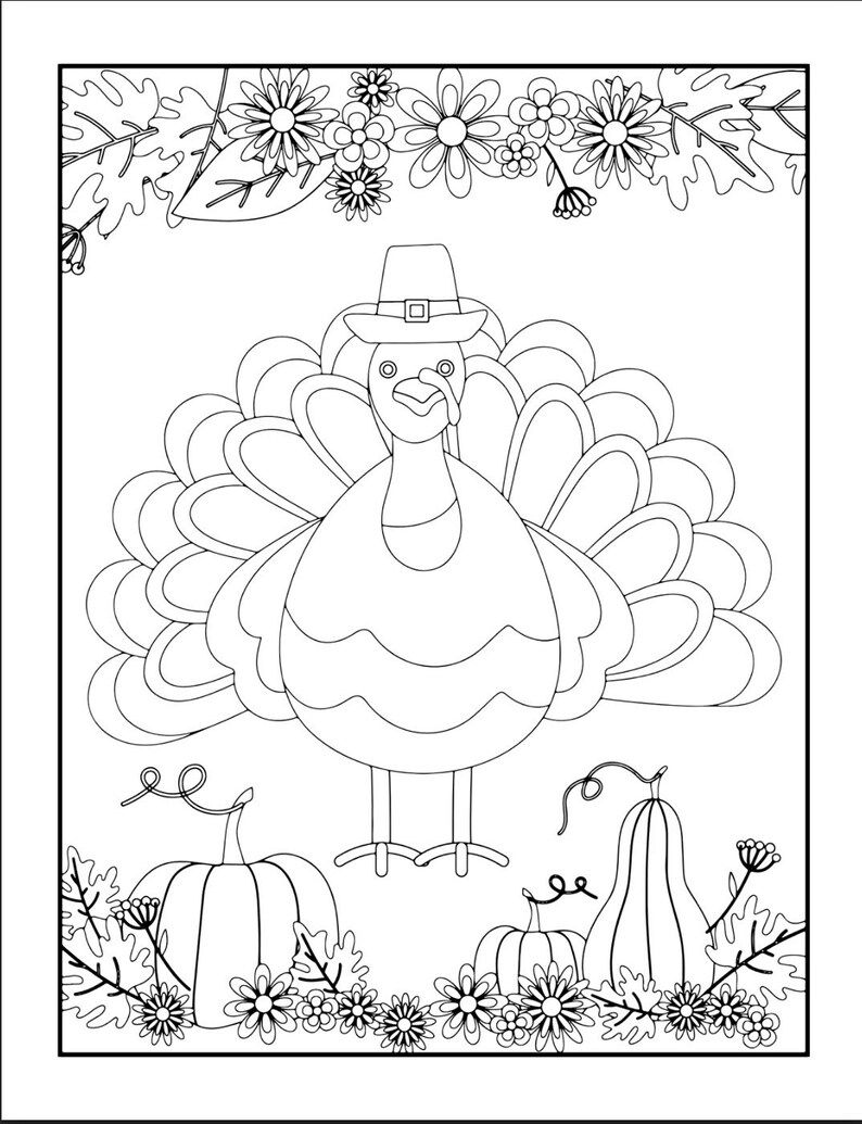 100 Thanksgiving Coloring Pages, Thanksgiving Coloring Book - Etsy