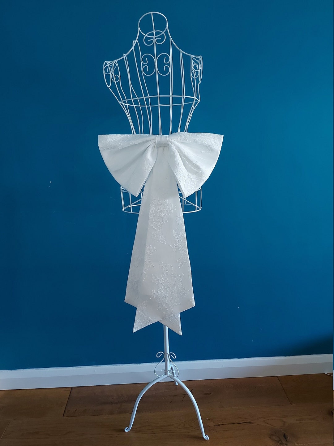 Lace Satin Bow With Tails Detachable, Removable Satin Bow With Lace ...