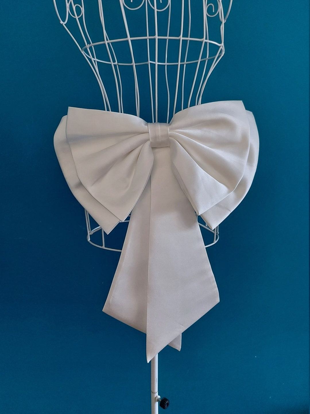 2 Tier Satin Bow With Tails Detachable, 2 Tier Removable Satin Bow ...