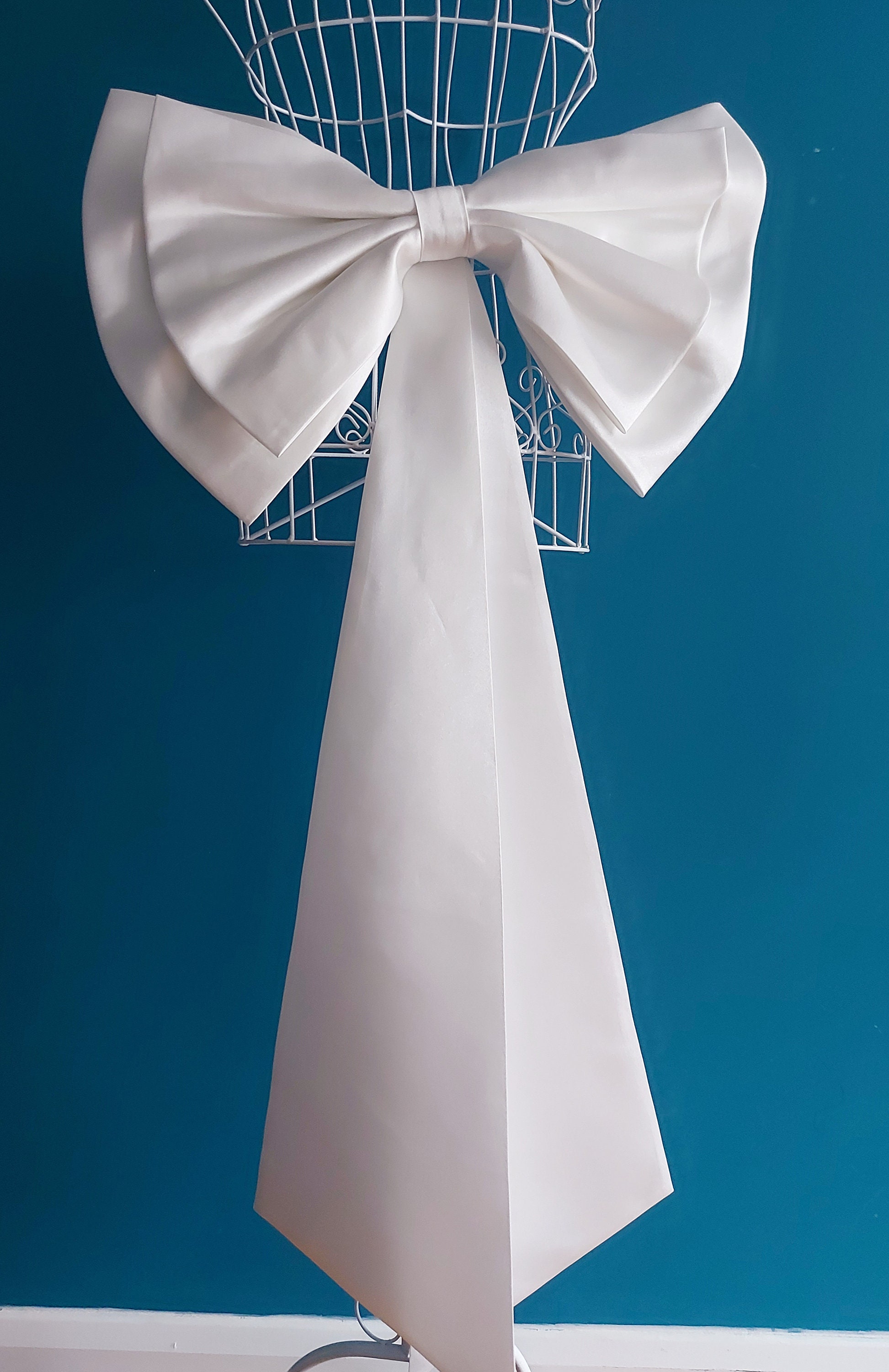 2 Layer Big Detachable Satin Bow Removable Satin Bow Wedding - Etsy