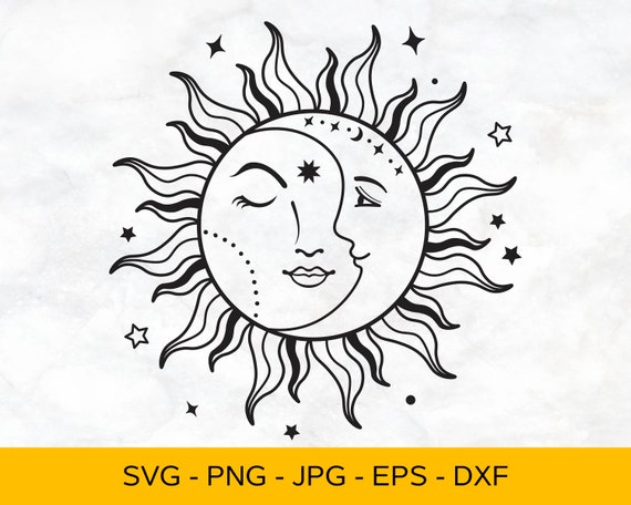 SUN and MOON SVG Celestial Svg Crescent Moon Mystical | Etsy Canada