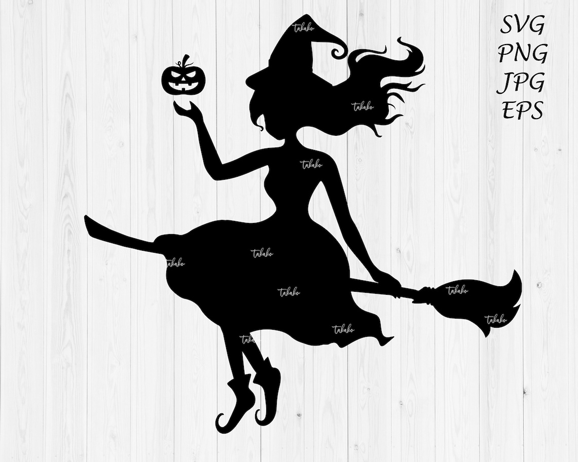 Witch SVG, Flying Witch Svg, Witch Flying Silhouette Clipart SVG ...