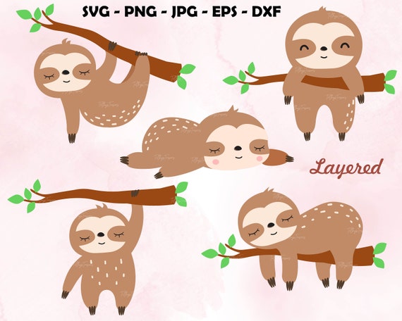 Sloth SVG Sleepy Sloth Cute Sloth DXF Hanging Sloth - Etsy