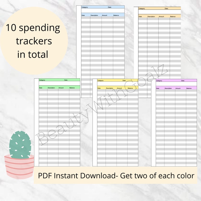 Cash Tracker Insert for Cash Stuffing-instant DOWNLOAD- Savings Tracker ...
